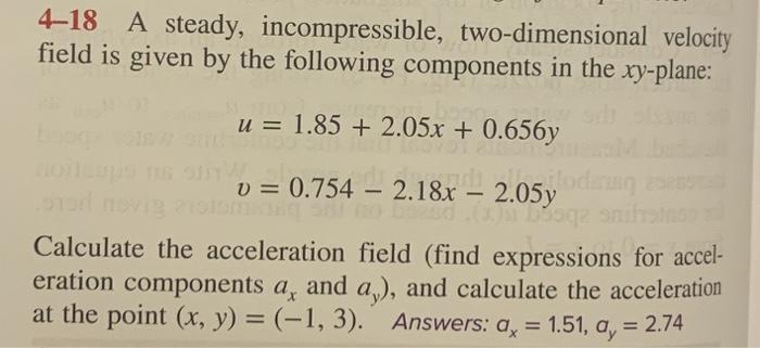 Solved 4–18 A steady, incompressible, two-dimensional | Chegg.com