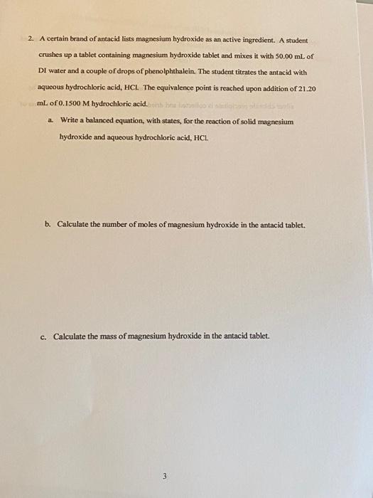 Solved b. Calculate the number of moles of magnesium | Chegg.com