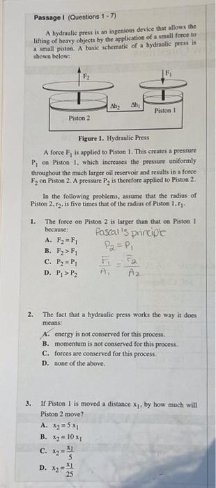 please explain why pascal's principle applies in | Chegg.com