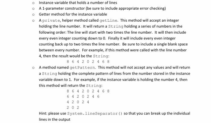Solved Instance variable that holds a number of lines A | Chegg.com
