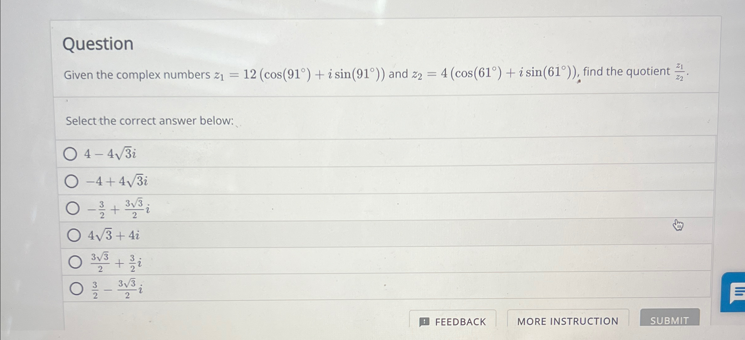 QuestionGiven the complex numbers | Chegg.com QuestionGiven the complex numbers | Chegg.com