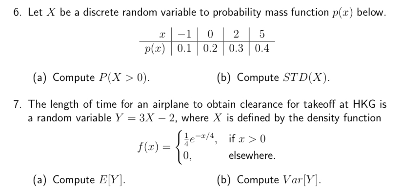 Solved 6. ﻿Let x ﻿be a discrete random variable to | Chegg.com