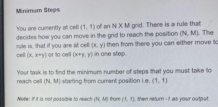 Solved Minimum Steps You are currently at cell (1, 1) of an | Chegg.com