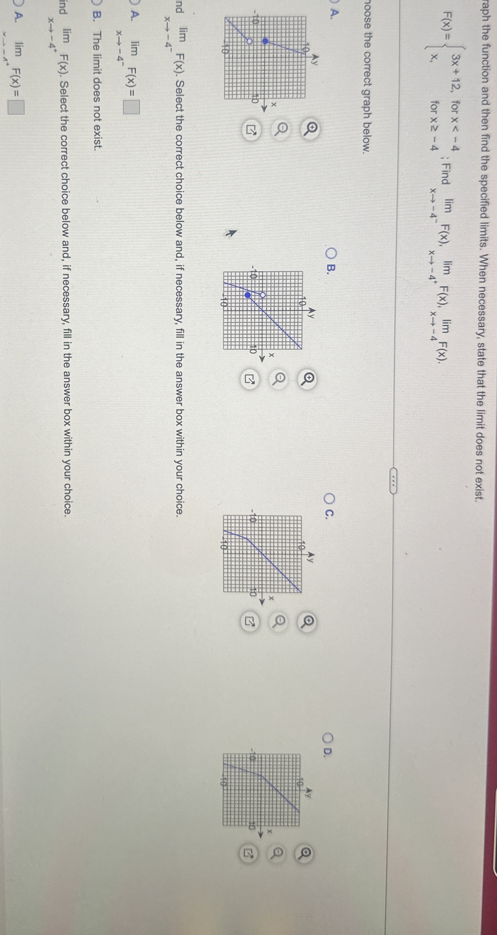 Solved raph the function and then find the specified limits. | Chegg.com