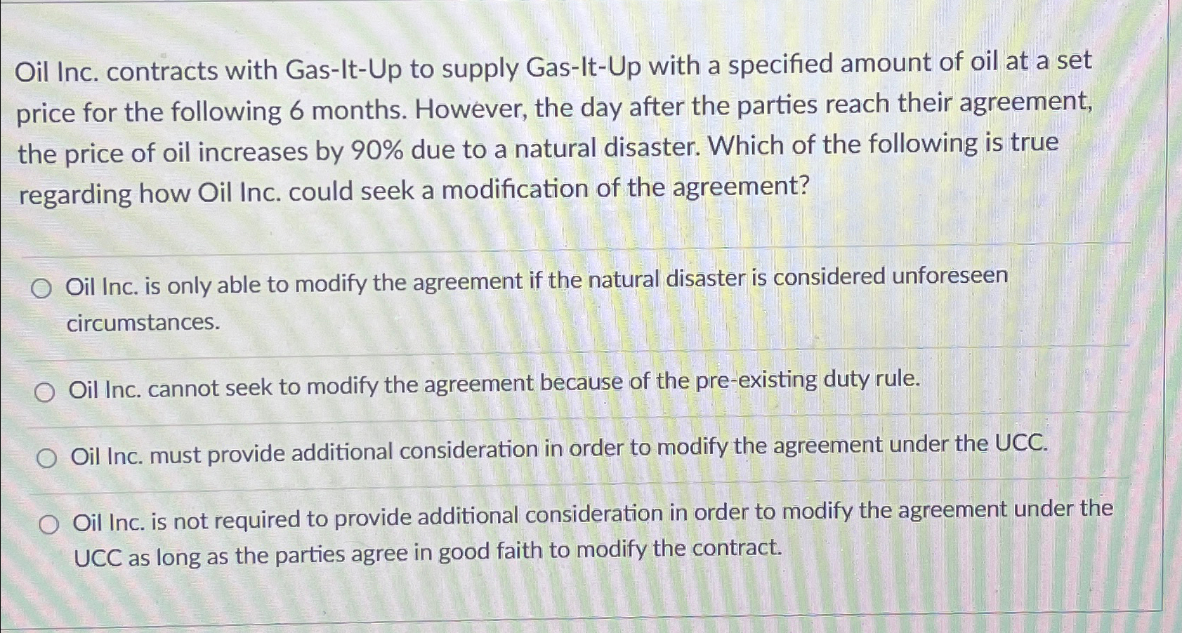 Solved Oil Inc. contracts with Gas-It-Up to supply Gas-It-Up | Chegg.com