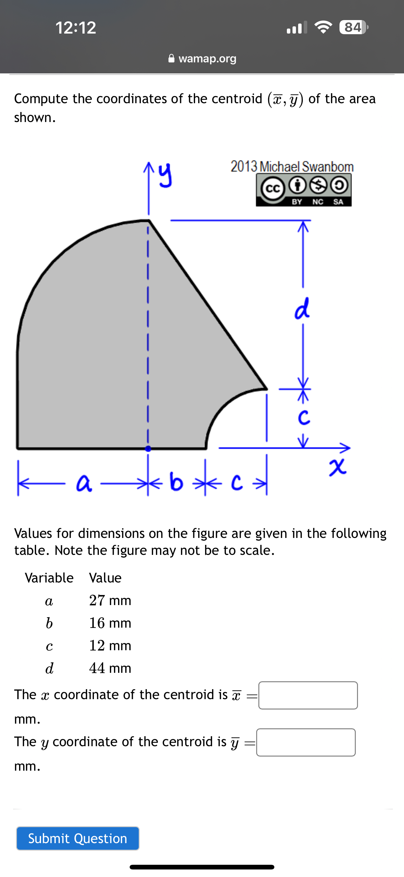 Solved Compute the coordinates of the centroid (x‾,bar (y)) | Chegg.com
