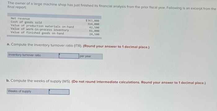Solved The owner of a large machine shop has just finished | Chegg.com