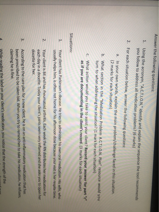 Answer the following questions: 1. Using the acronym, | Chegg.com