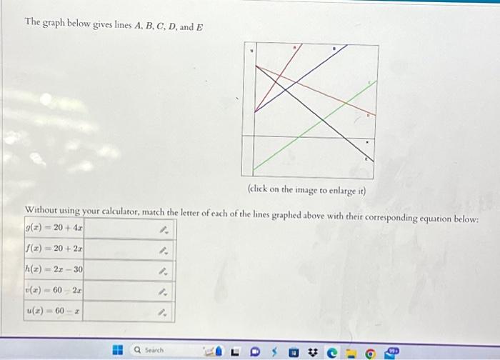 Solved The graph below gives lines A,B,C,D, and E (click on | Chegg.com