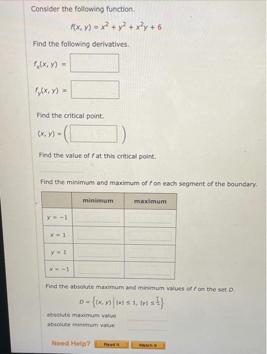 Solved Consider the following function. f(x, y) = x2 + y2 + | Chegg.com