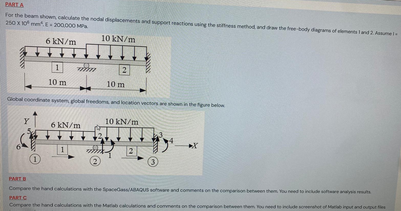 Solved PART AFor the beam shown, calculate the nodal | Chegg.com