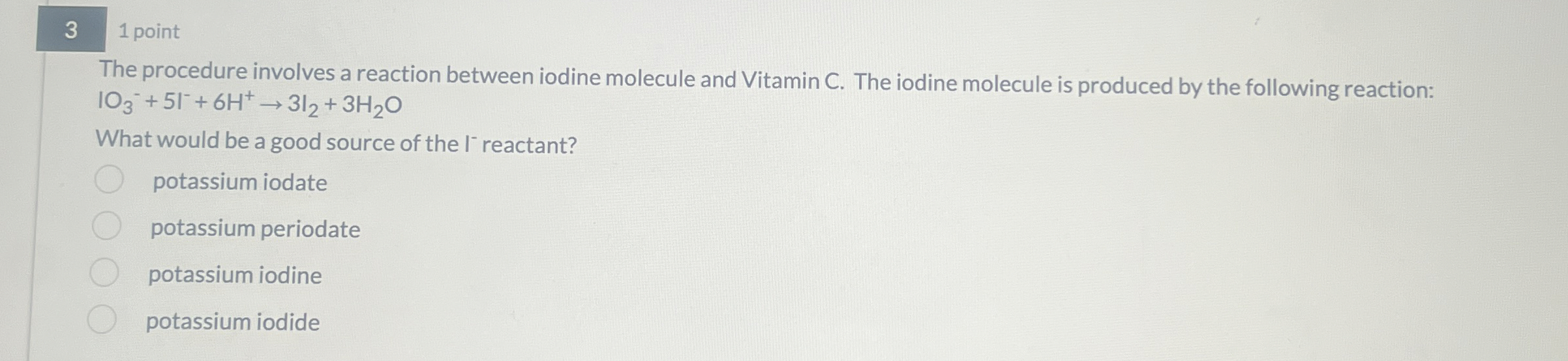 Solved 31 ﻿pointThe procedure involves a reaction between | Chegg.com