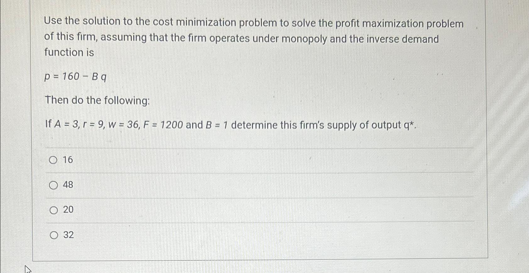 Solved Use the solution to the cost minimization problem to | Chegg.com