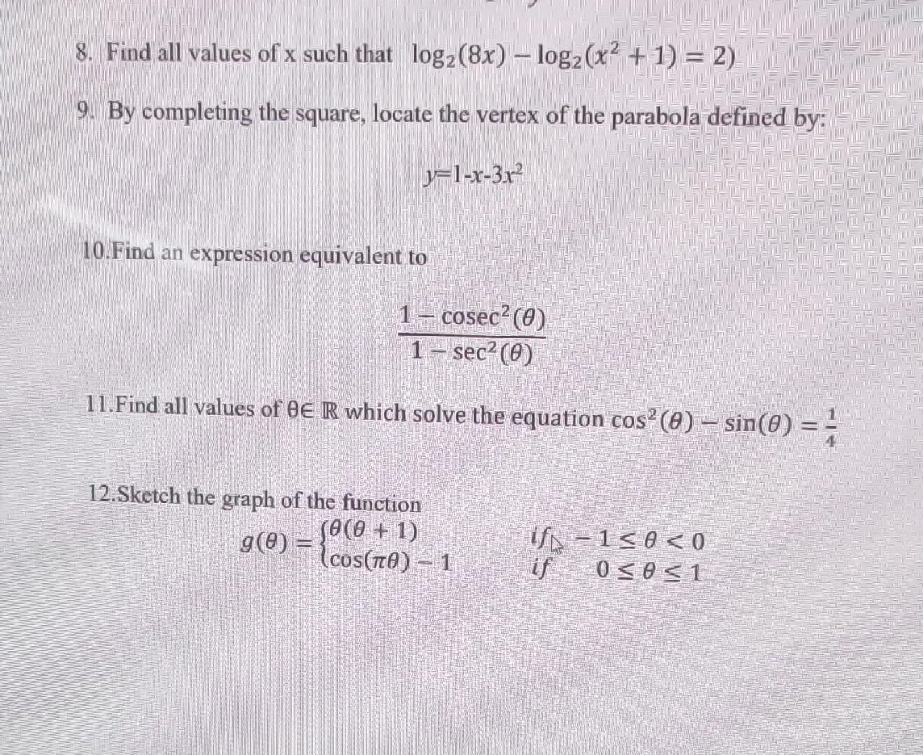 Solved 8. Find all values of x such that | Chegg.com