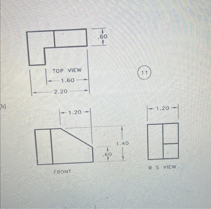 Solved Draw the isometric view for the orthographic views | Chegg.com