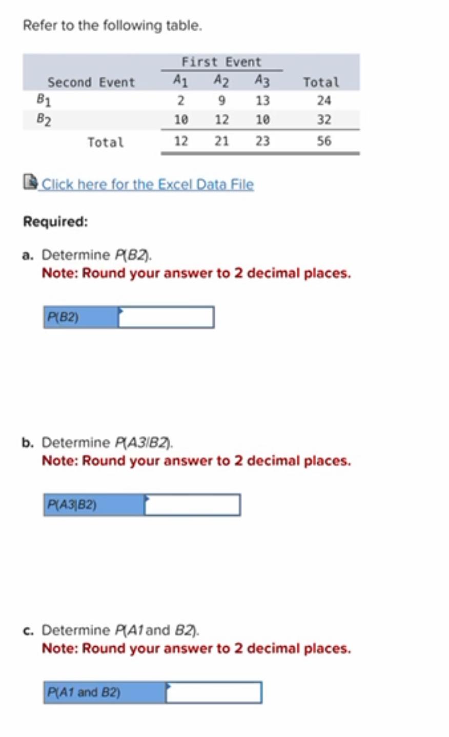 Solved Refer to the following table.\table[[Second,First | Chegg.com