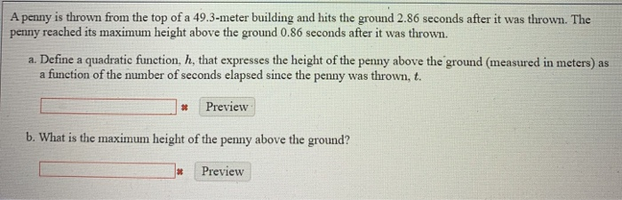 Solved A penny is thrown from the top of a 49.3-meter | Chegg.com