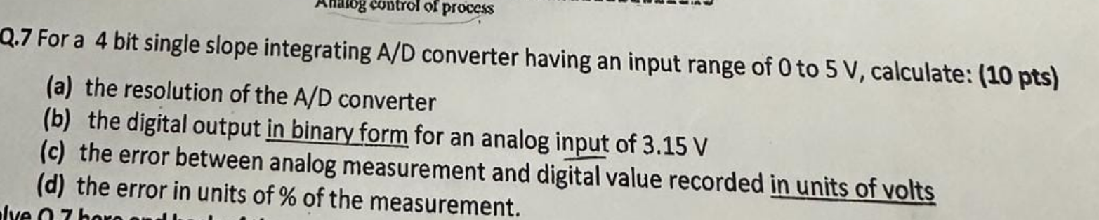 Solved For a 4 ﻿bit single slope integrating A/D converter | Chegg.com