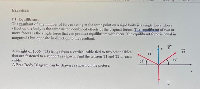 Solved Cucos Exercises: P1. Equilibrant The resultant of any | Chegg.com