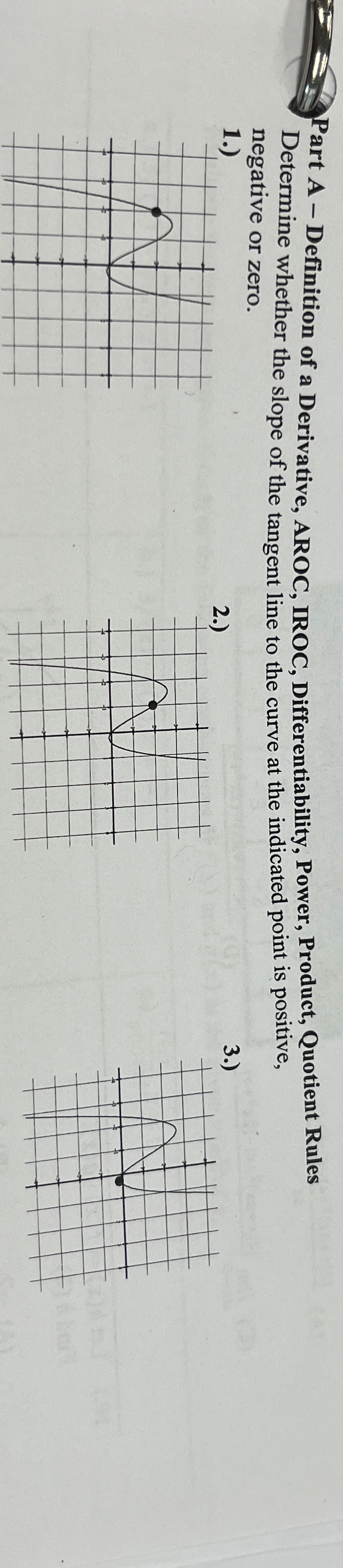 Solved Part A - ﻿Definition of a Derivative, AROC, IROC, | Chegg.com