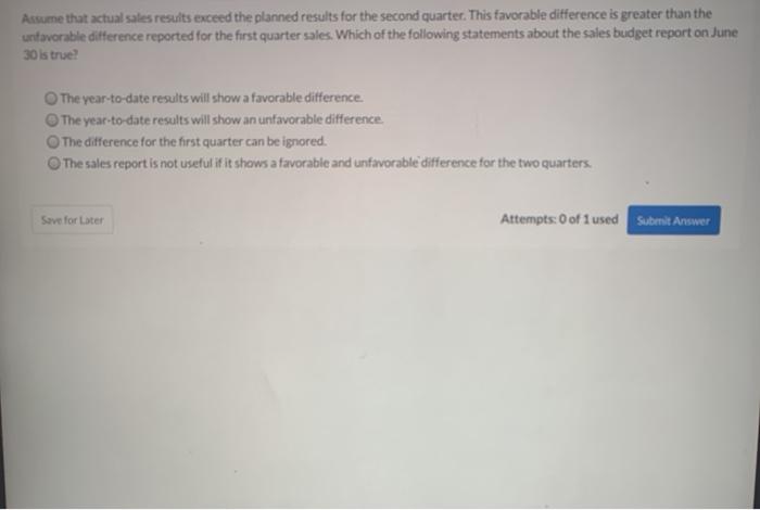 Solved Assume that actual sales results exceed the planned | Chegg.com