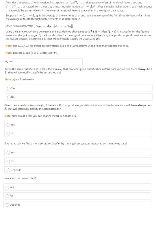 Solved Consider a sequence of n-dimensional data points, | Chegg.com