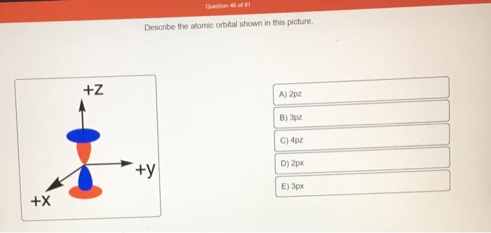 Solved Question 46 Of 1 Describe The Atomic Orbital Shown In