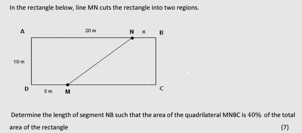 Solved In the rectangle below, line MN cuts the rectangle | Chegg.com