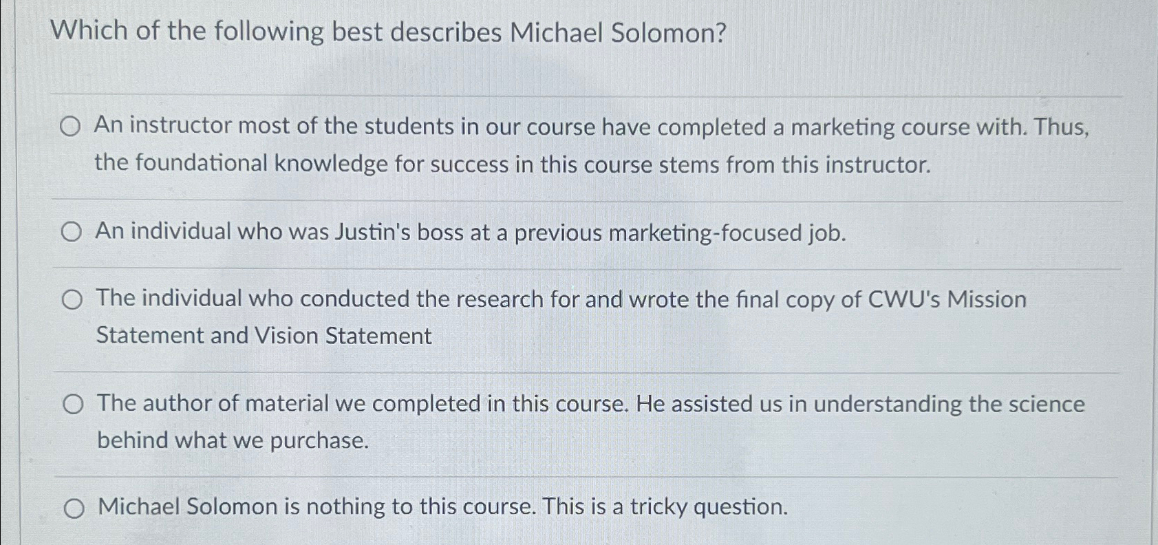 Solved Which of the following best describes Michael | Chegg.com