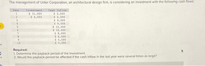 Solved Required: 1. Determine the payback period of the | Chegg.com