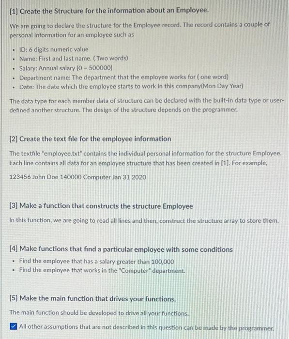 Solved [1] Create the Structure for the information about an | Chegg.com