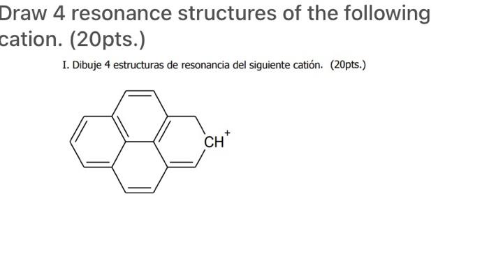 Solved Draw 4 resonance structures of the following cation. | Chegg.com