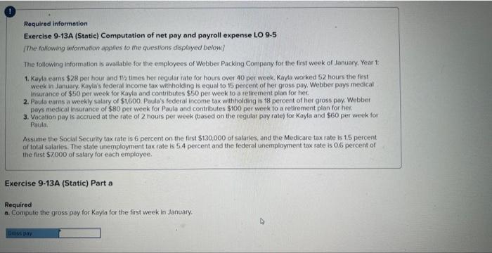 Solved Required information Exercise 9-13A (Static) | Chegg.com