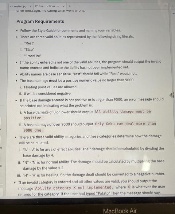 Solved Program Requirements - Follow the Style Guide for | Chegg.com