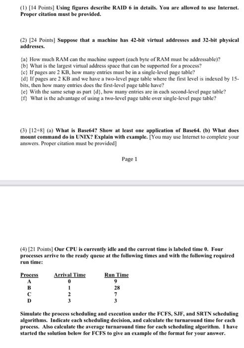Solved (1) [14 Points] Using figures describe RAID 6 in | Chegg.com