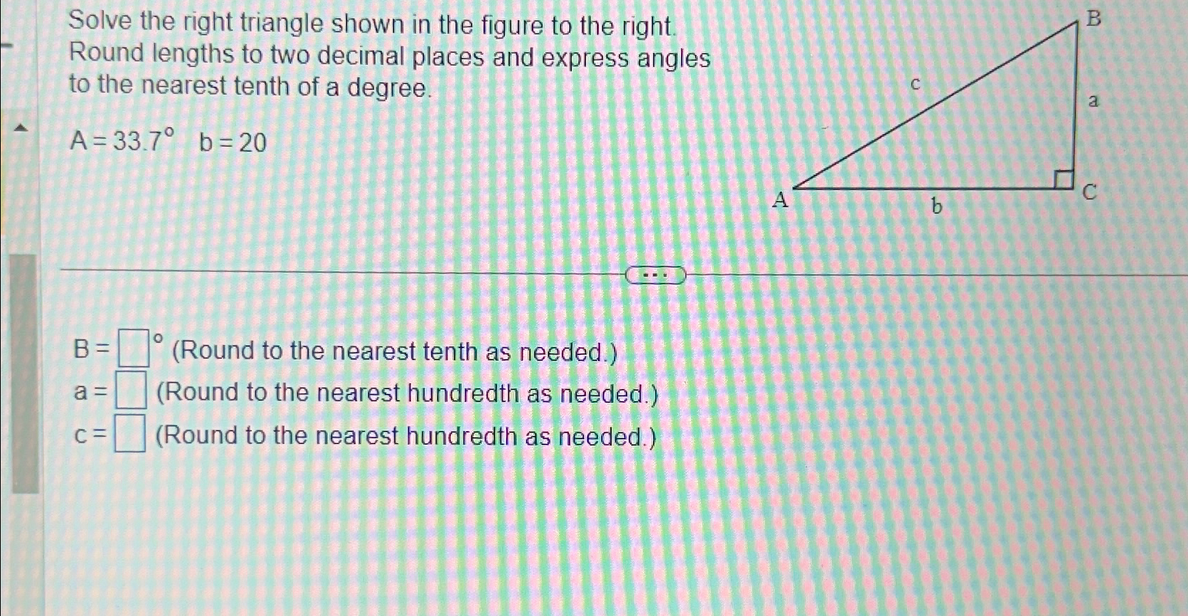 Solved Solve the right triangle shown in the figure to the | Chegg.com