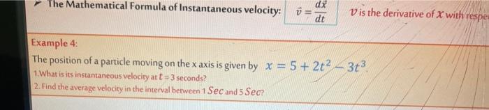 Solved di The Mathematical Formula of Instantaneous | Chegg.com