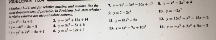 In Problems 1-14, find the absolute extrema of the | Chegg.com