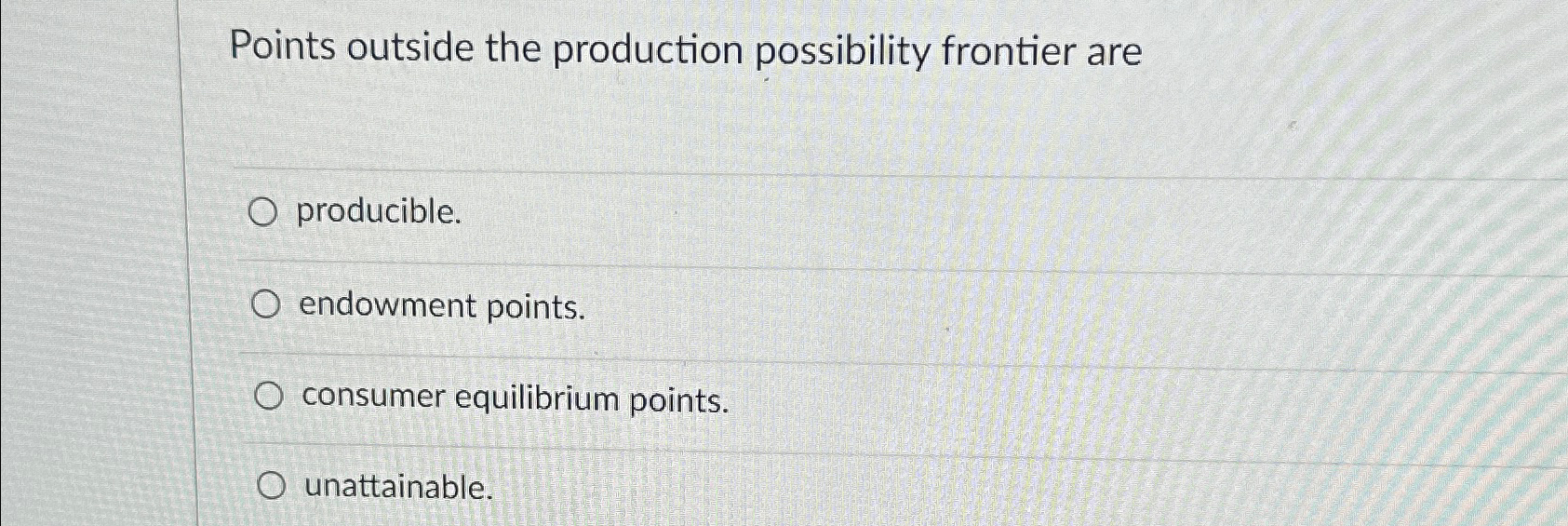 Solved Points outside the production possibility frontier | Chegg.com