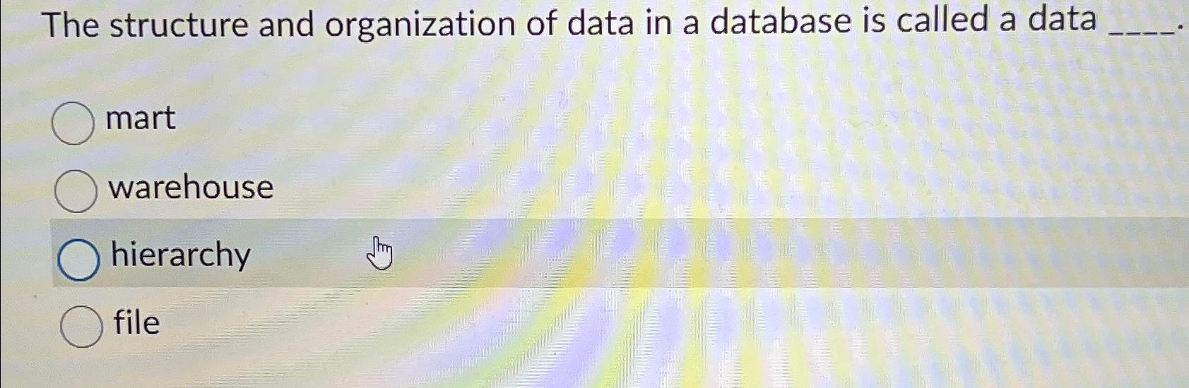 Solved The structure and organization of data in a database | Chegg.com