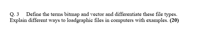 Solved Q. 3 Define the terms bitmap and vector and | Chegg.com