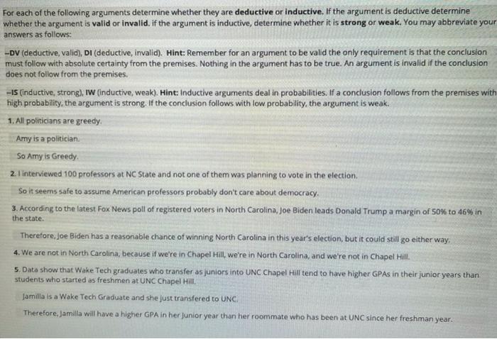 For each of the following arguments determine whether | Chegg.com