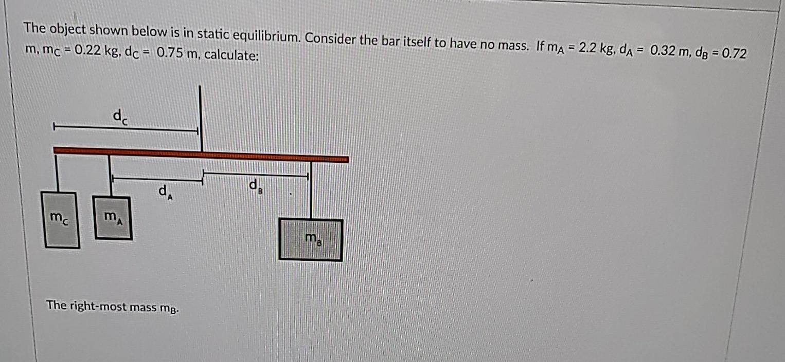 Solved The object shown below is in static equilibrium. | Chegg.com