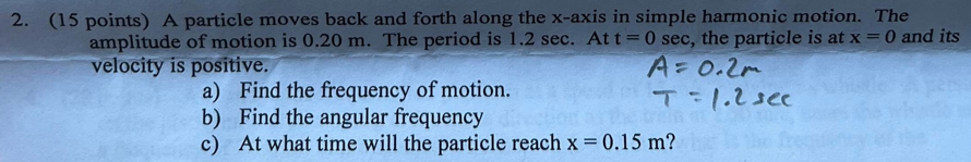 Solved (15 ﻿points) ﻿A particle moves back and forth along | Chegg.com