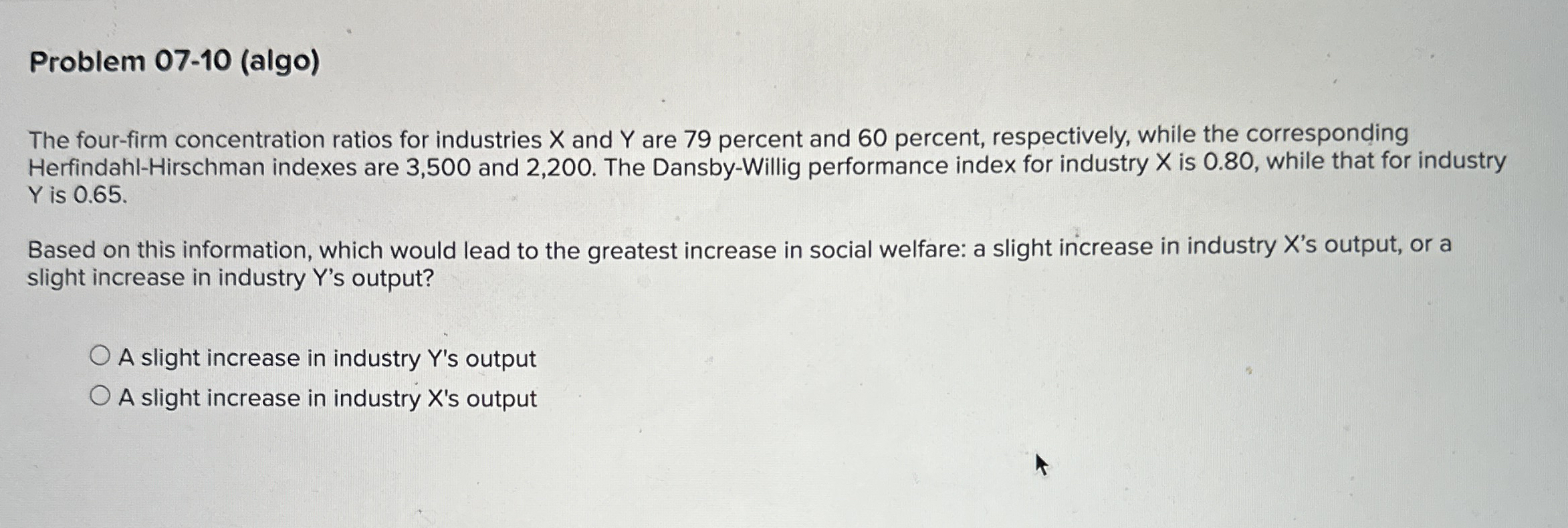 Solved Problem 07-10 (algo)The four-firm concentration | Chegg.com