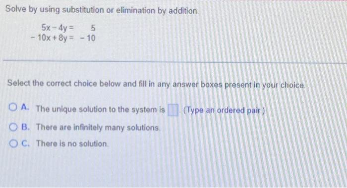 Solved Solve by using substitution or elimination by | Chegg.com