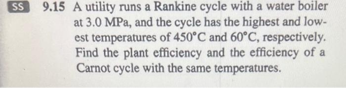 Solved 15 A utility runs a Rankine cycle with a water boiler | Chegg.com