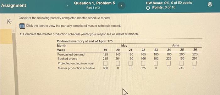 Solved More Info Consider the following partially completed | Chegg.com