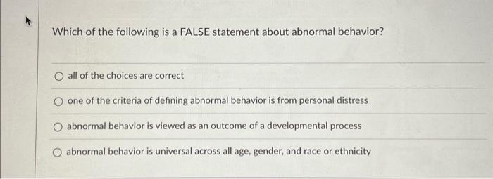 Solved Which of the following is a FALSE statement about | Chegg.com