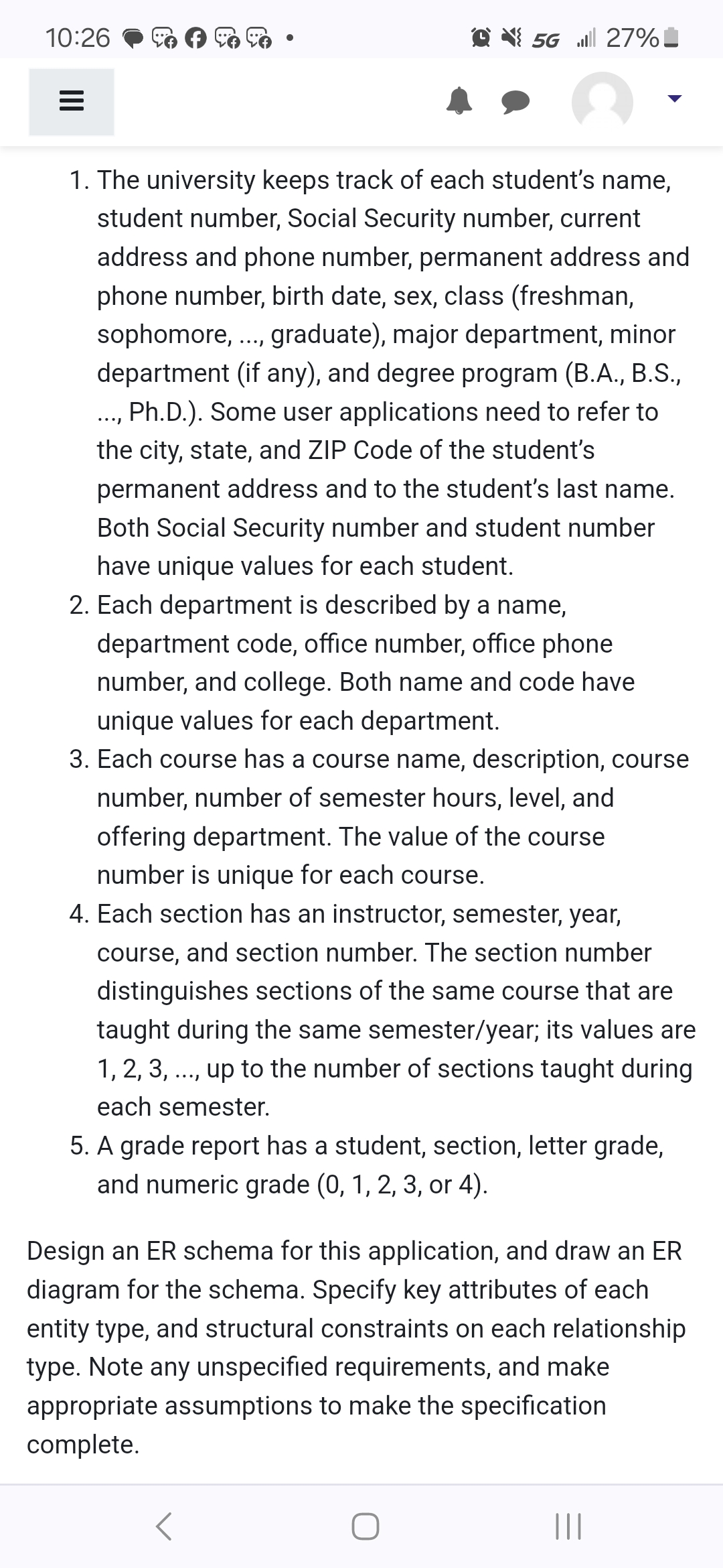 Solved The university keeps track of each student's | Chegg.com